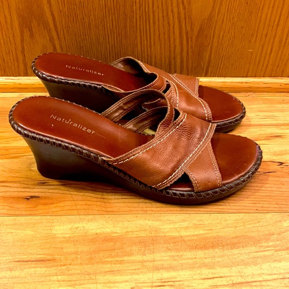 Naturalizer | Shoes | Naturalizer Size 9 Stitched Leather Slip On Wedge ...